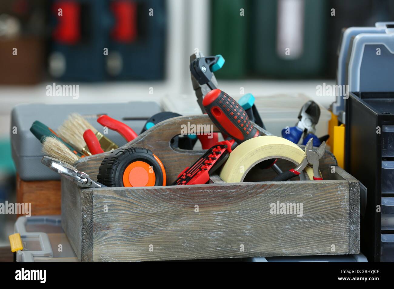 Set of tools in workshop Stock Photo - Alamy