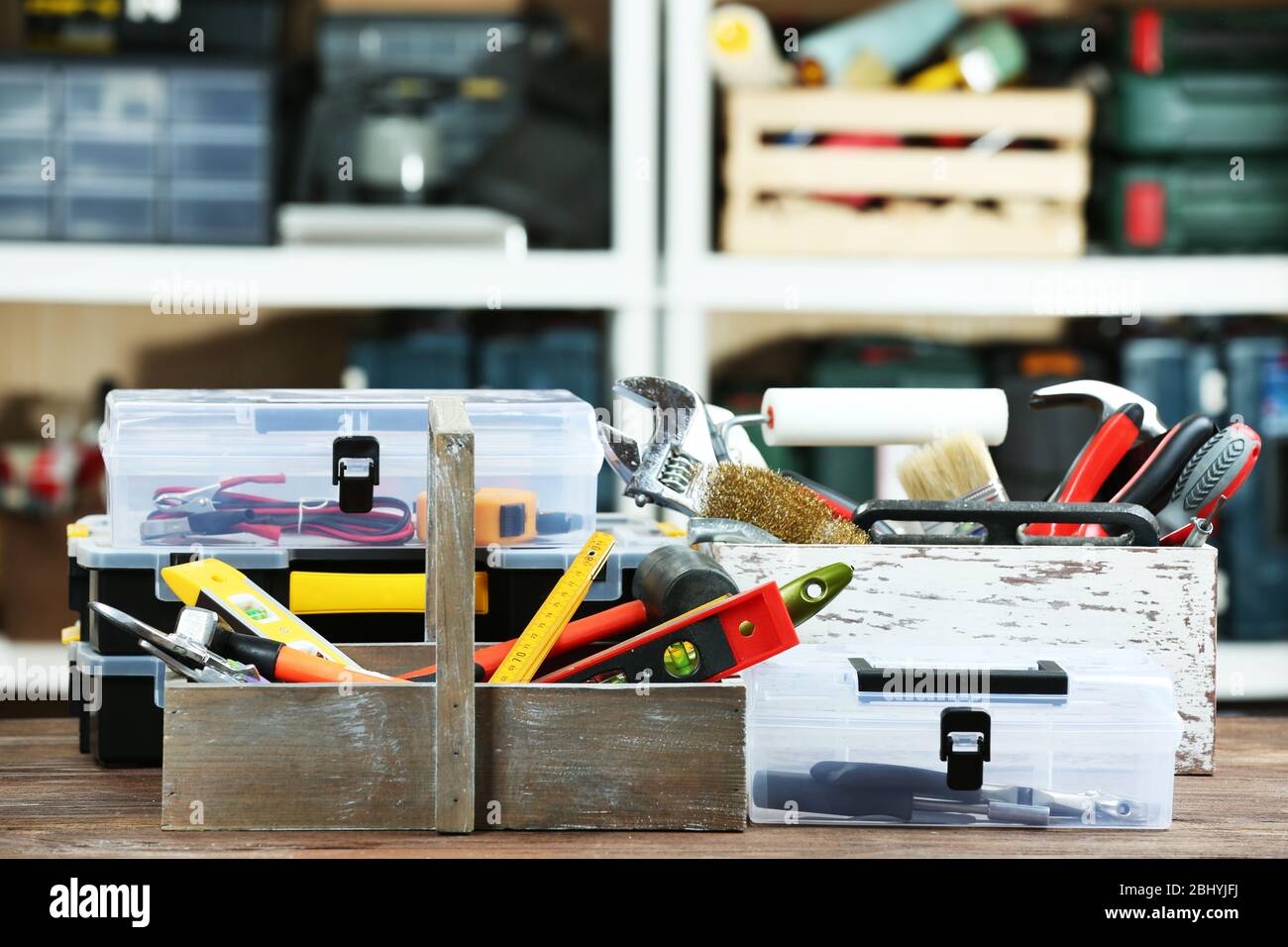 Set of tools in workshop Stock Photo - Alamy