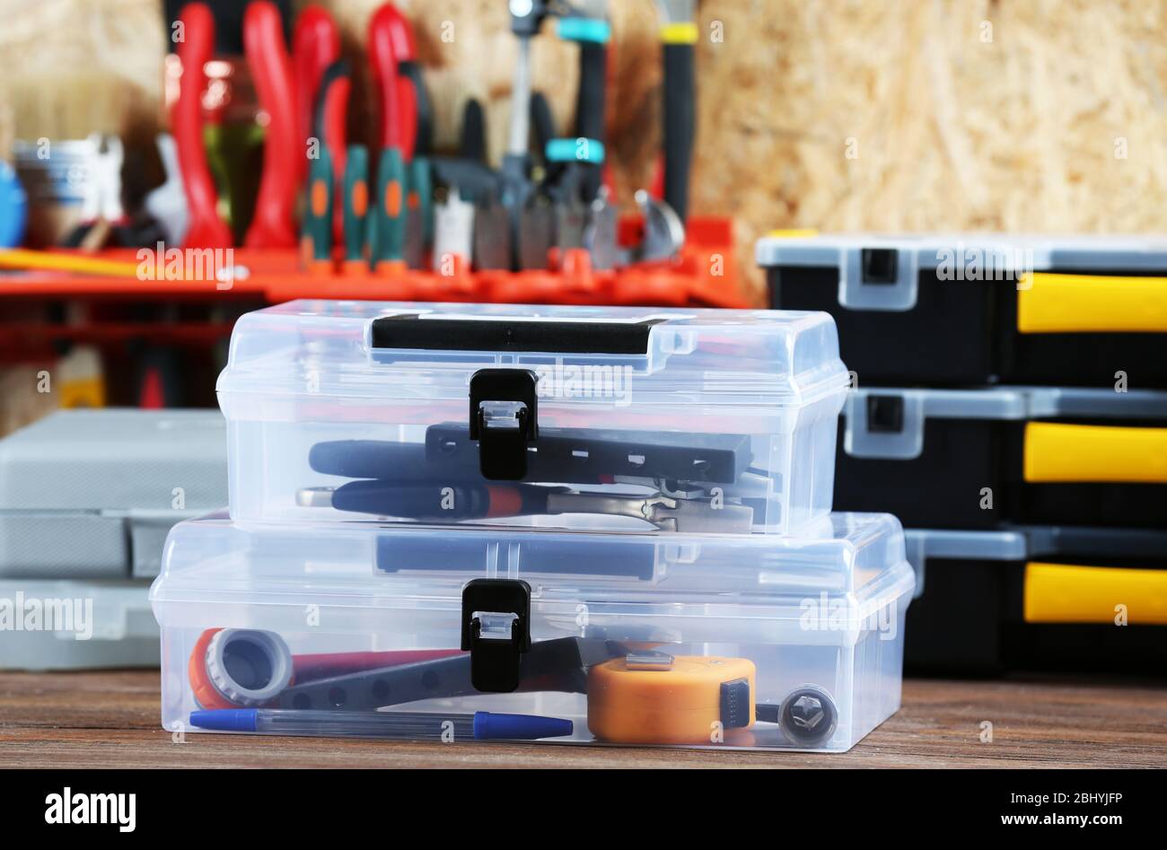 Set of tools in workshop Stock Photo - Alamy