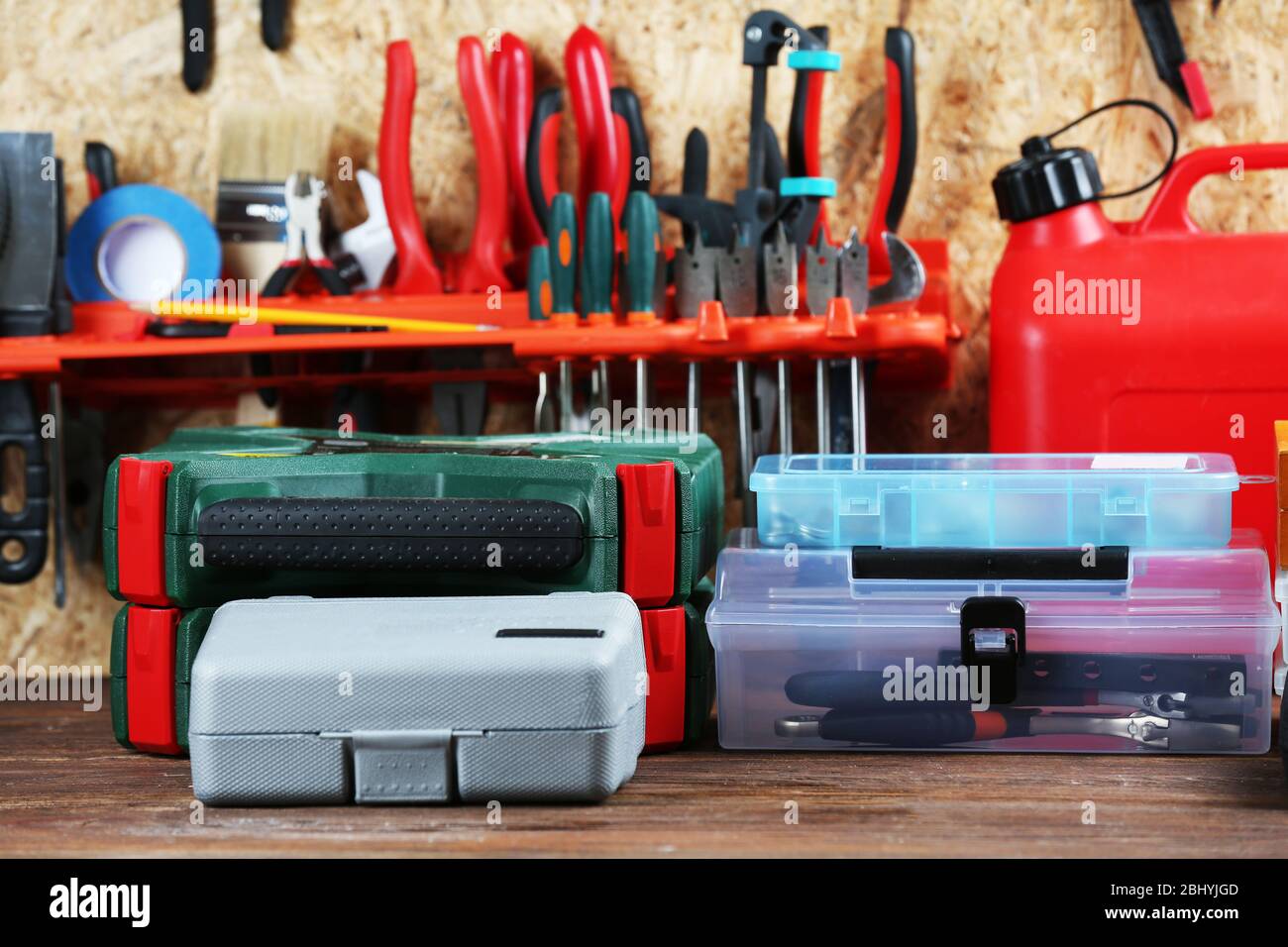 Set of tools in workshop Stock Photo - Alamy