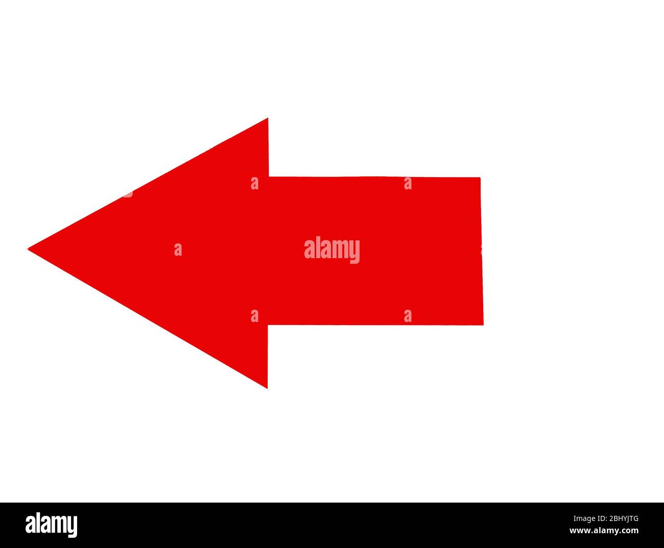 Red arrow pointing left on a white background Stock Photo - Alamy