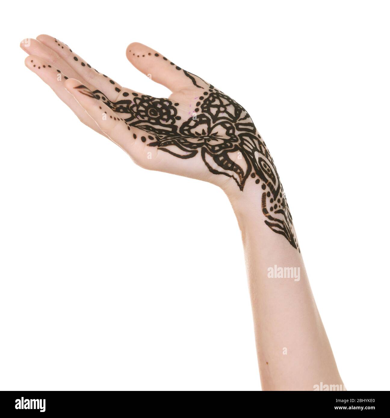 Image of henna on female hand isolated on white Stock Photo - Alamy