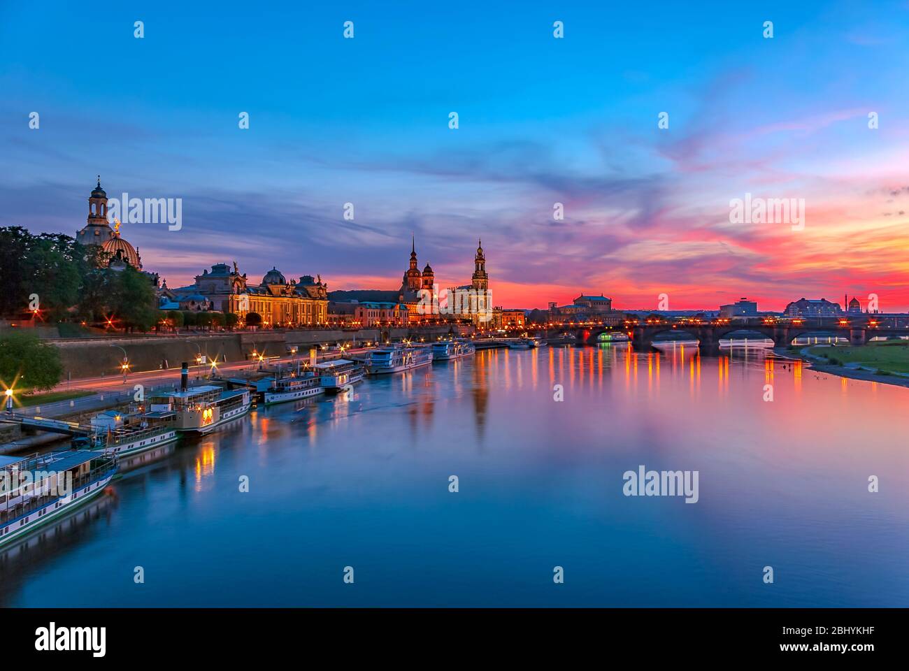 Dresden, Saxony, Germany, Europe - The historic Old Town waterfront in ...