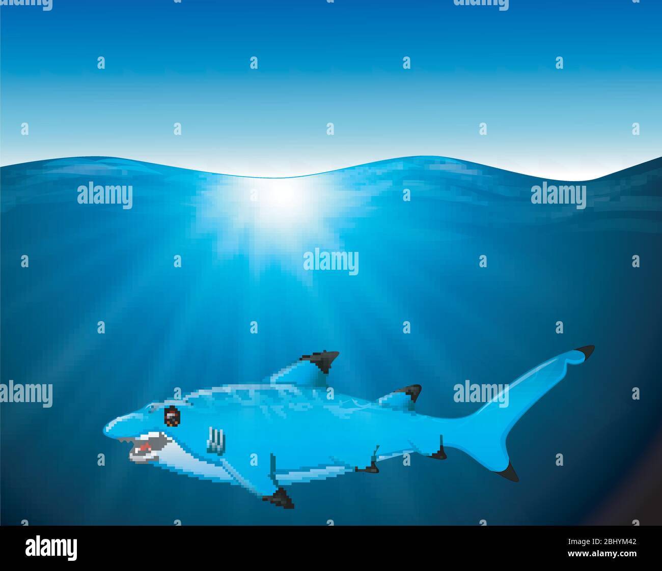 cartoon shark on the sea Stock Vector Image & Art - Alamy