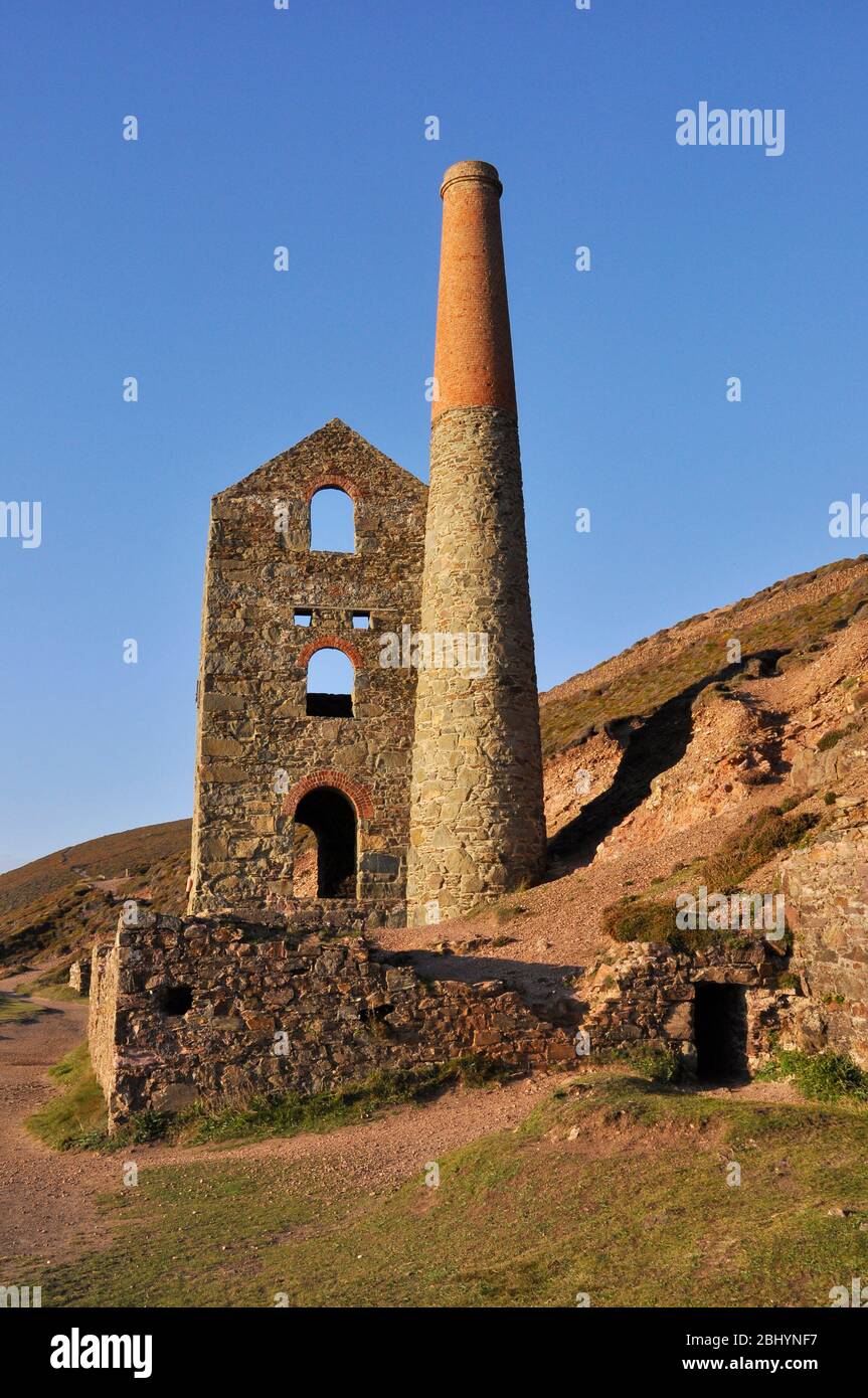 The ruins of Wheal Coates Engine House on St Agnes head on the North ...