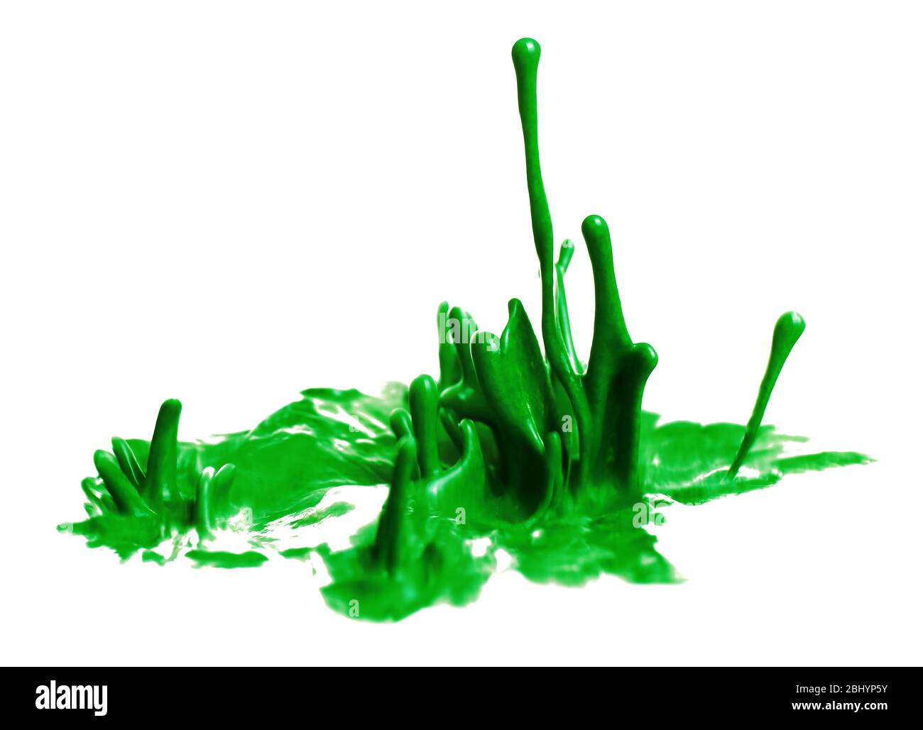 Explosions green paint isolated on white Stock Photo - Alamy