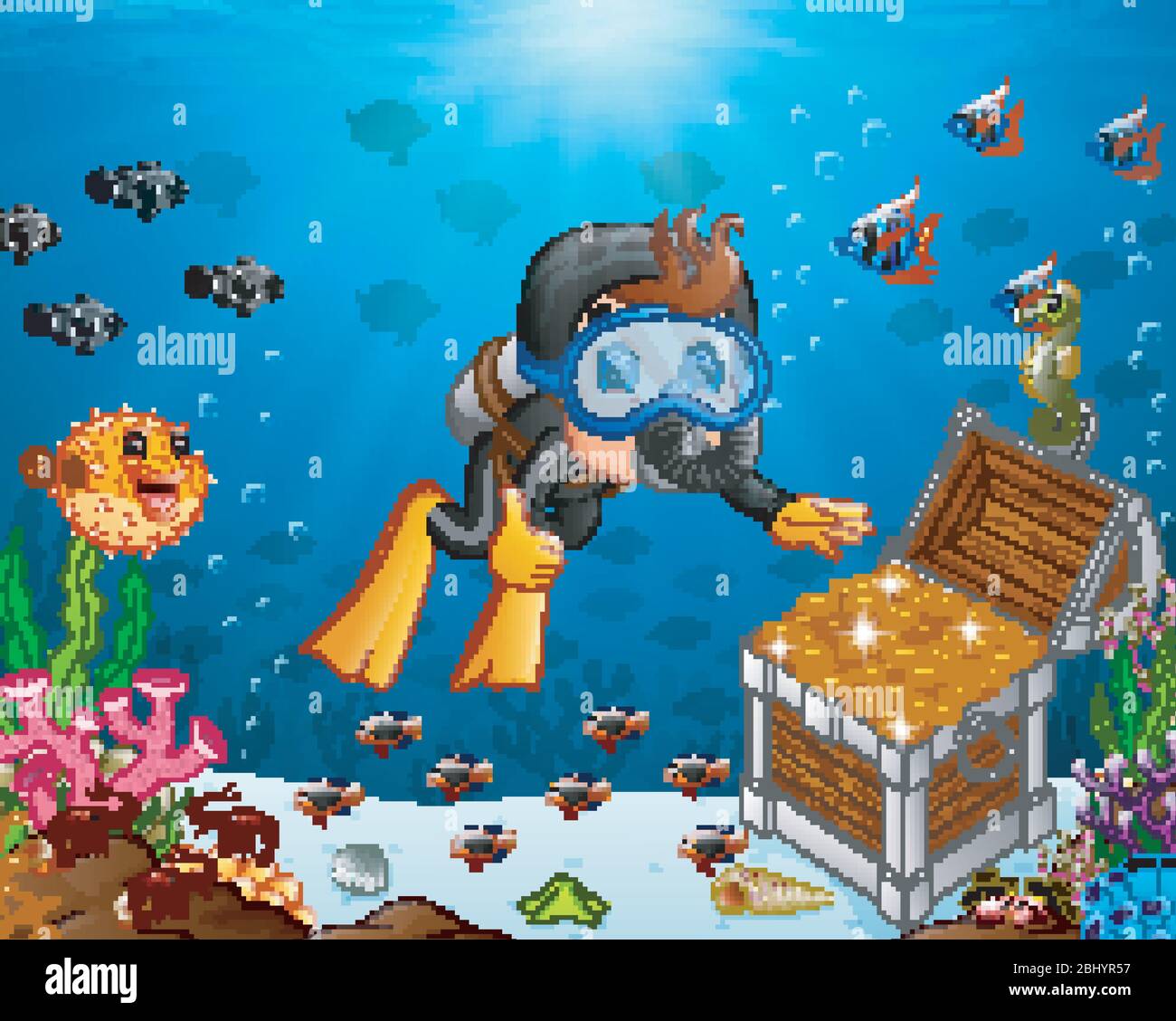 illustration of diver under the sea Stock Vector Image & Art - Alamy