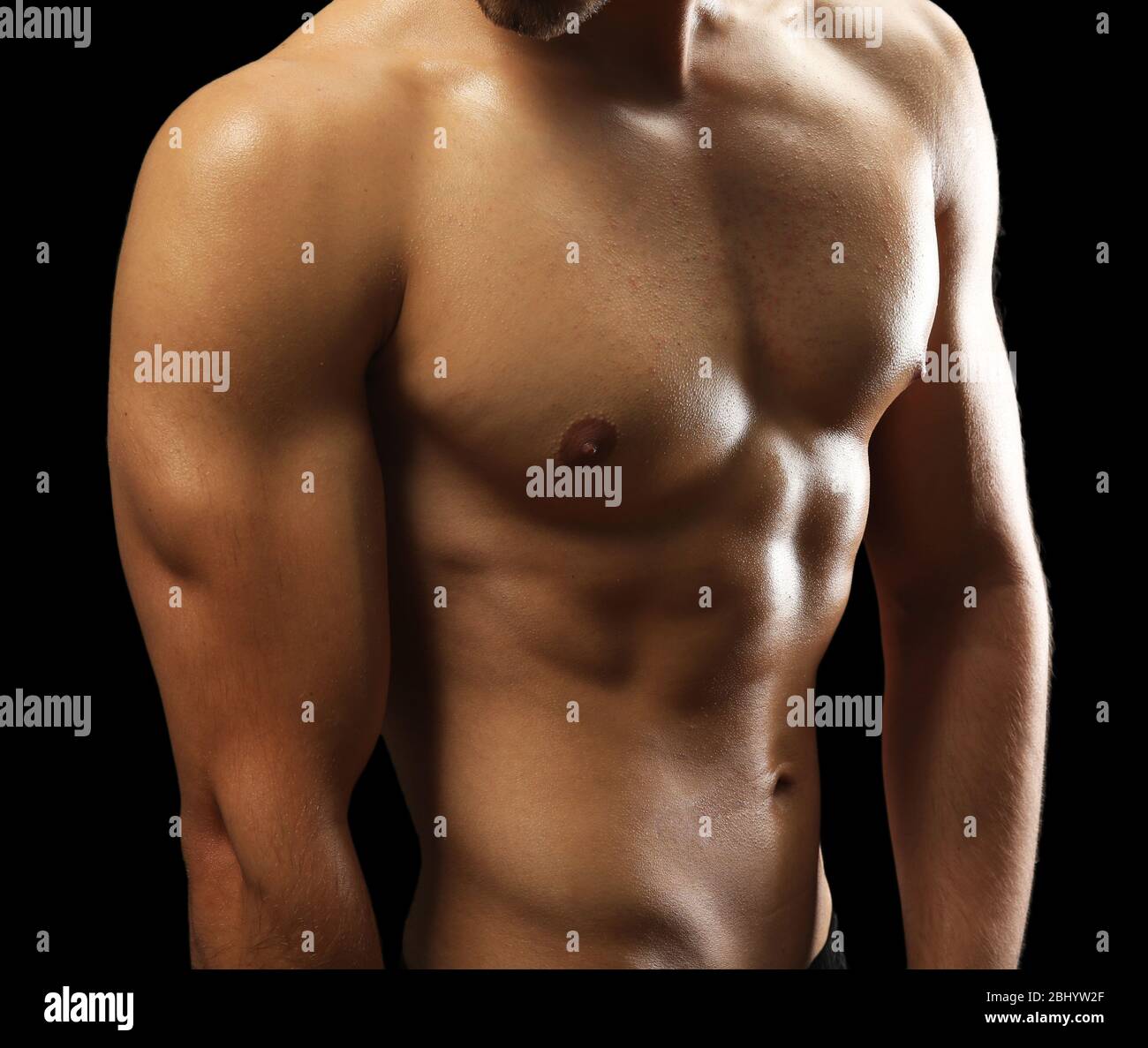 Muscle young man close up Stock Photo - Alamy