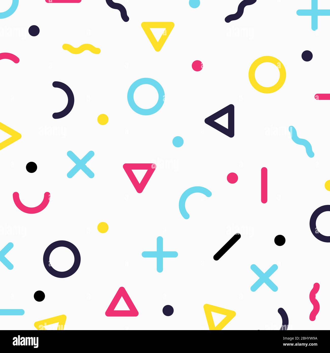 Abstract colorful geometric border pattern circle, dot, triangle line ...