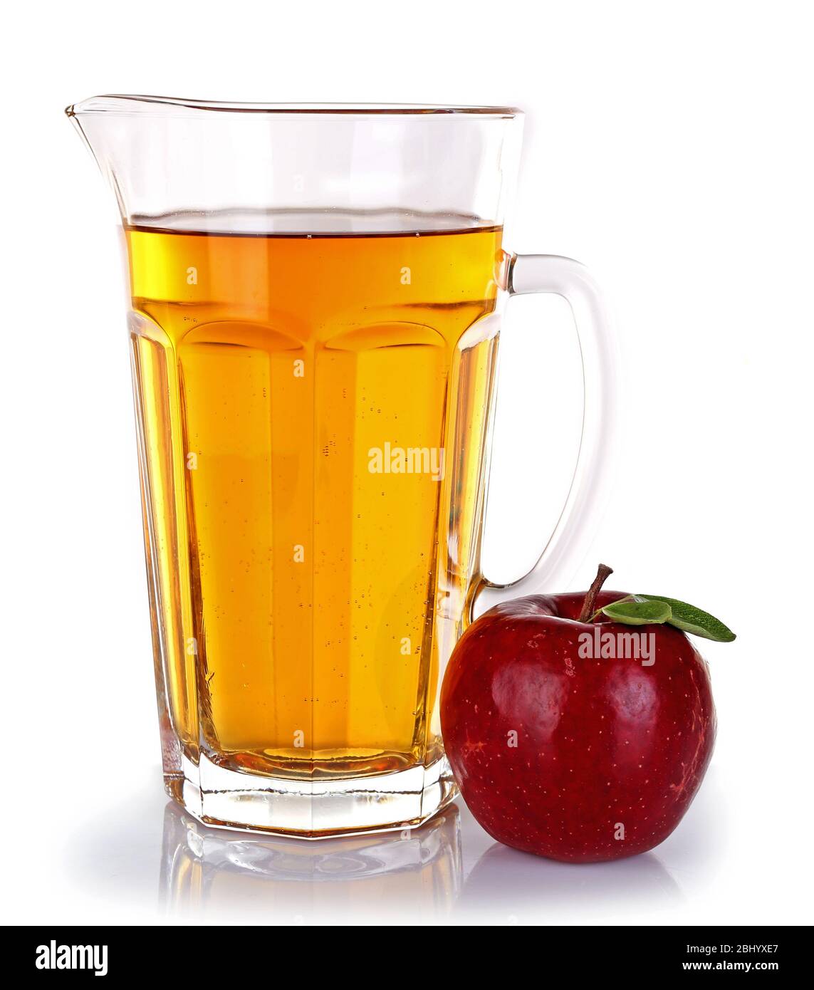 Full jug of apple juice and fruit isolated on white Stock Photo - Alamy