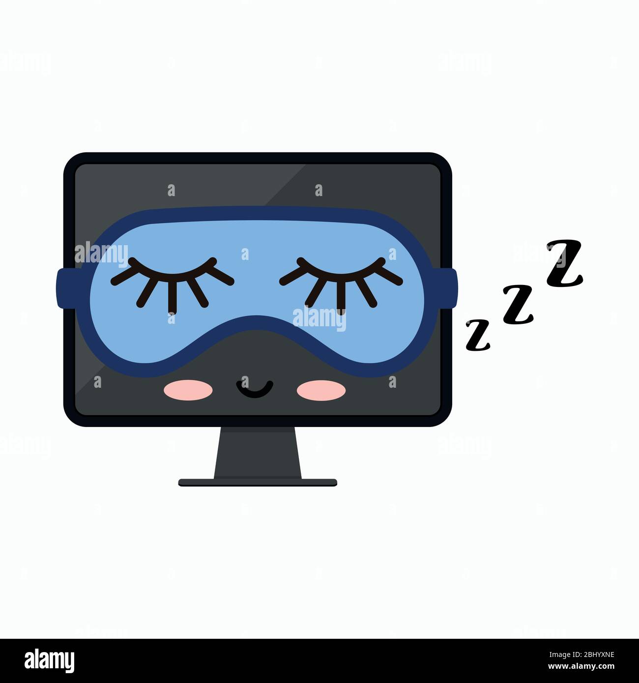 Sleeping off computer monitor vector icon isolated on white background ...