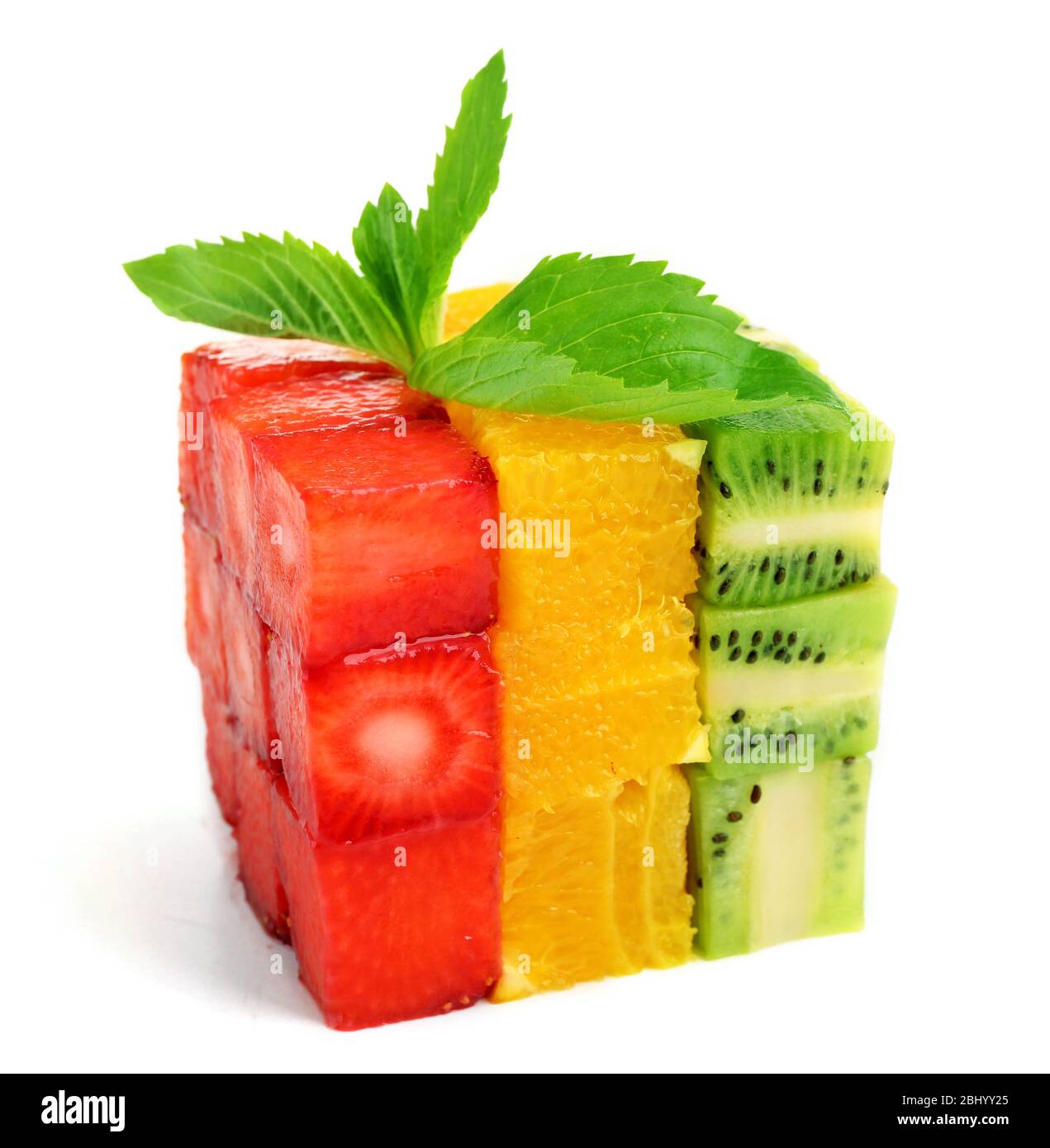 Cube formed from sliced fruits isolated on white Stock Photo - Alamy