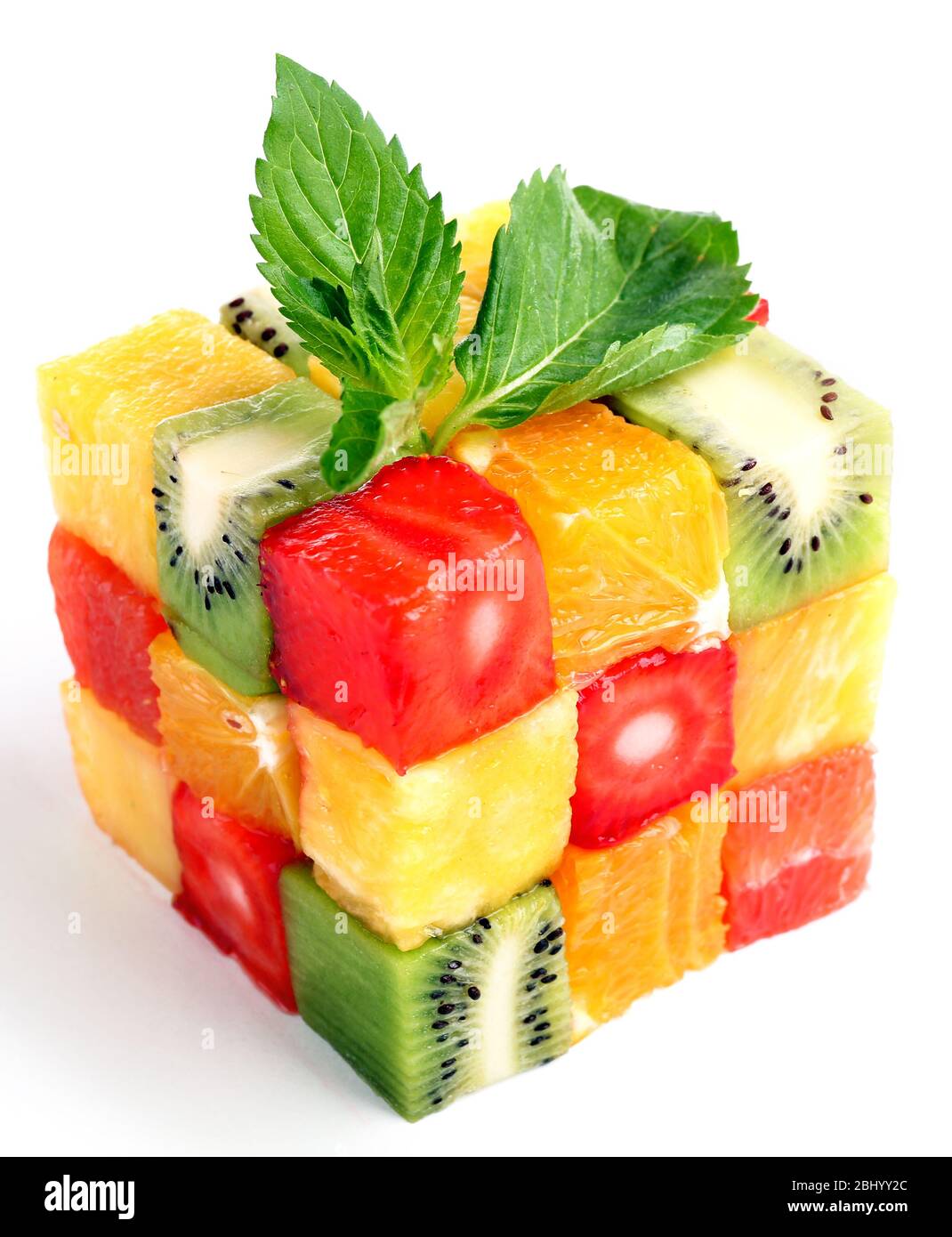 Cube formed from sliced fruits isolated on white Stock Photo - Alamy