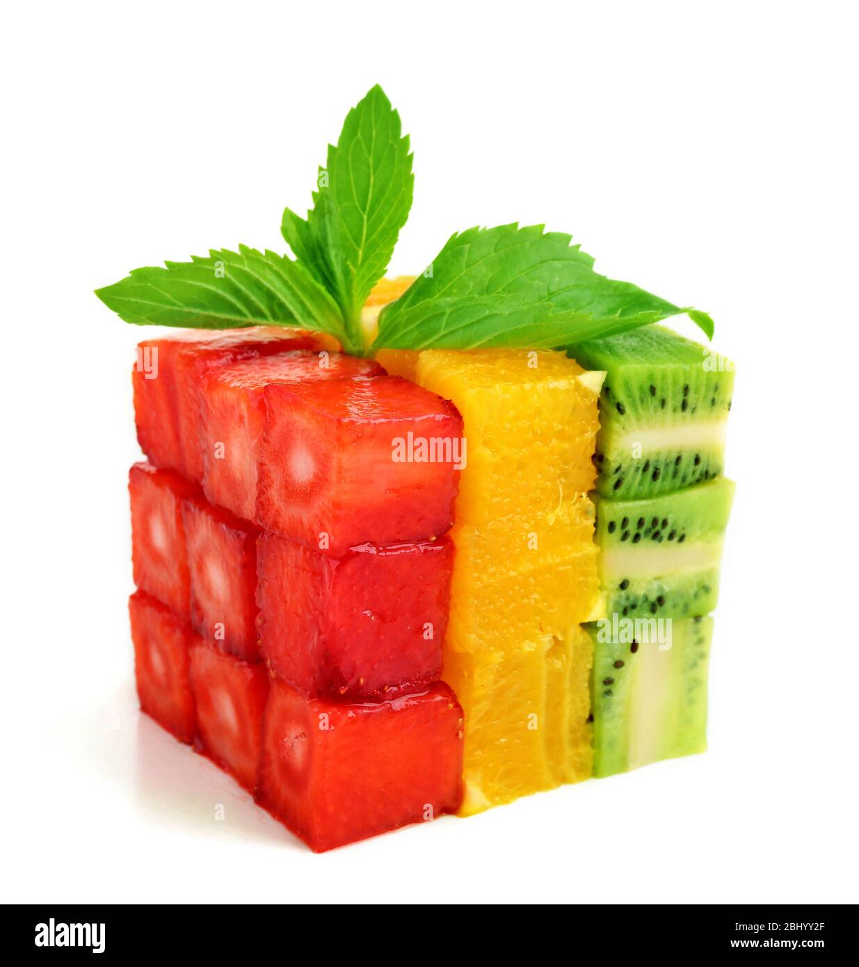 Cube formed from sliced fruits isolated on white Stock Photo - Alamy
