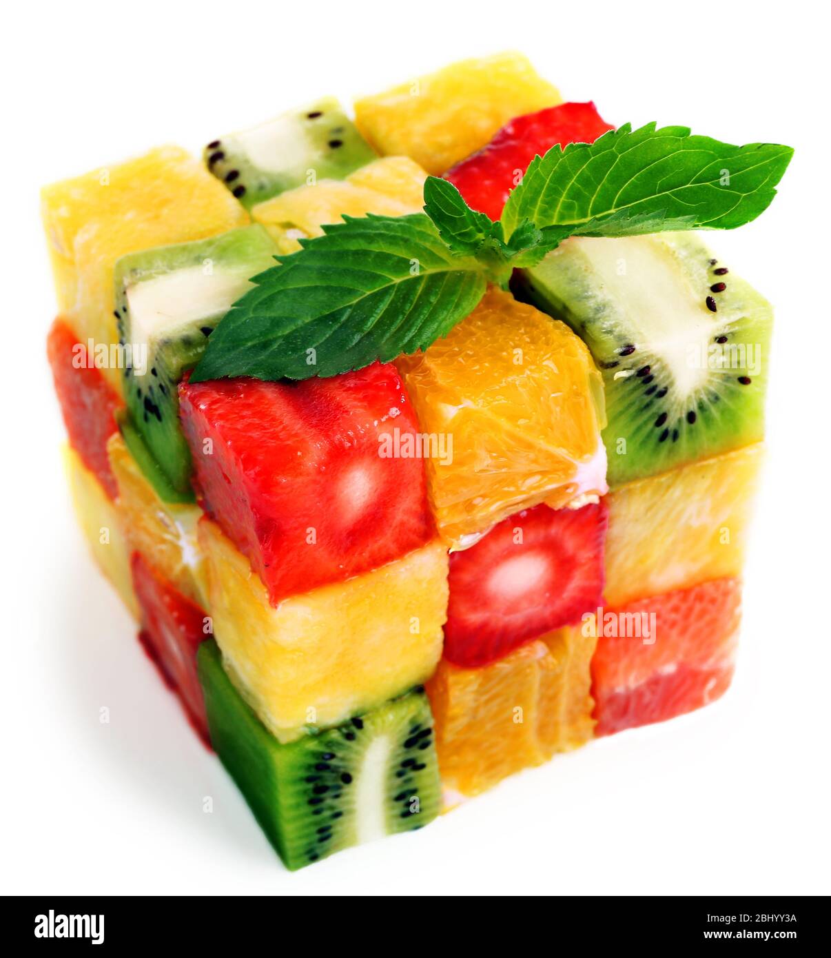 Cube formed from sliced fruits isolated on white Stock Photo - Alamy