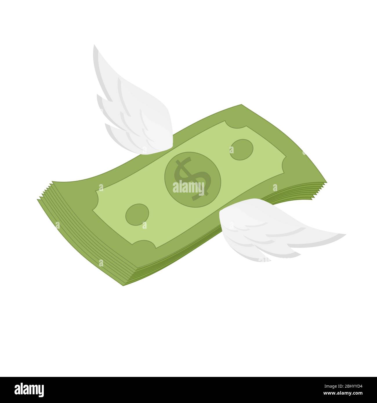 Money notes flying on the wings of change Stock Vector Image & Art - Alamy
