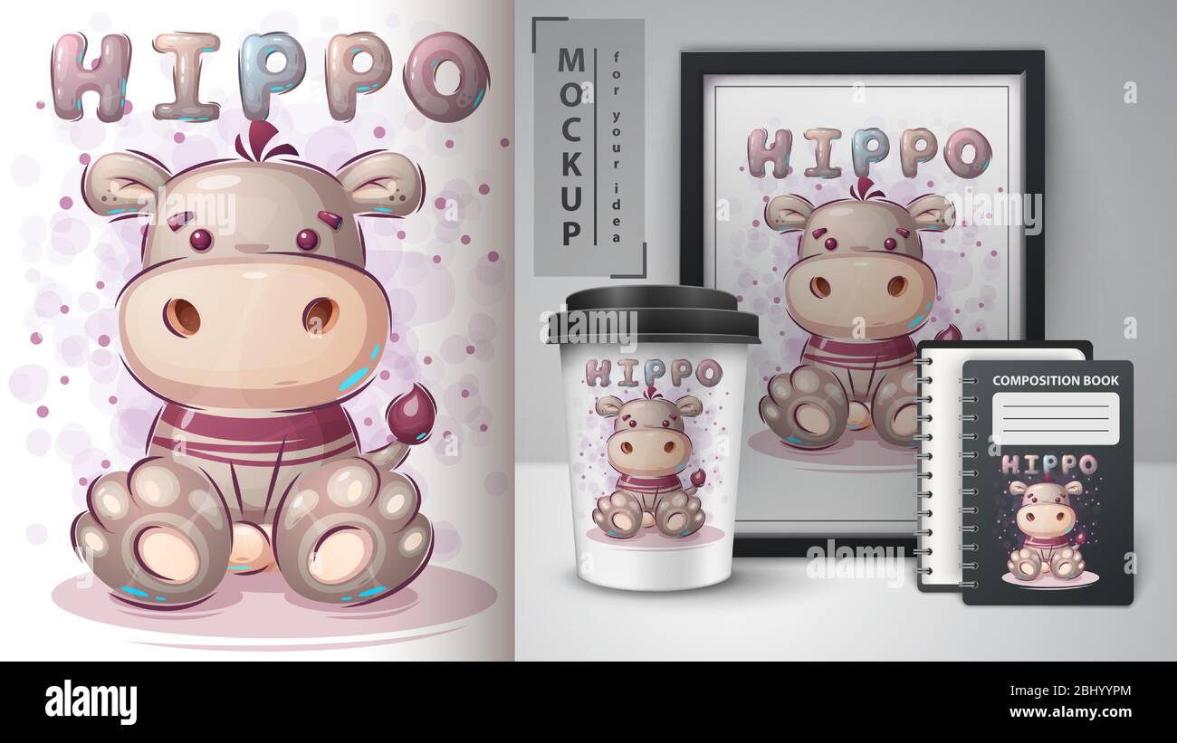 Cute teddy hippo poster and merchandising Stock Vector Image & Art - Alamy