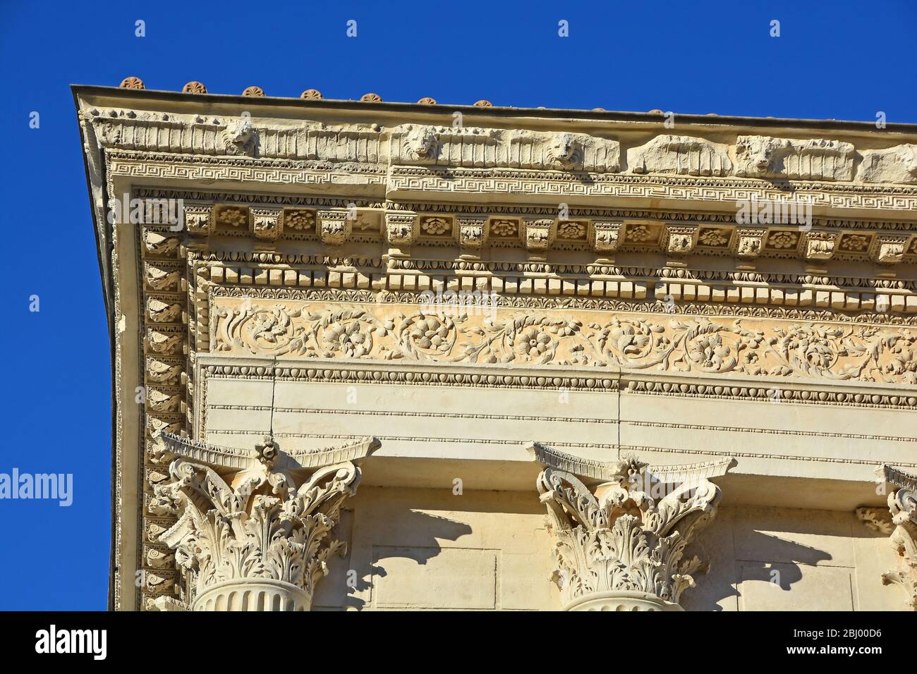 The architrave of an Ancient Roman Temple with egg and dart and ...