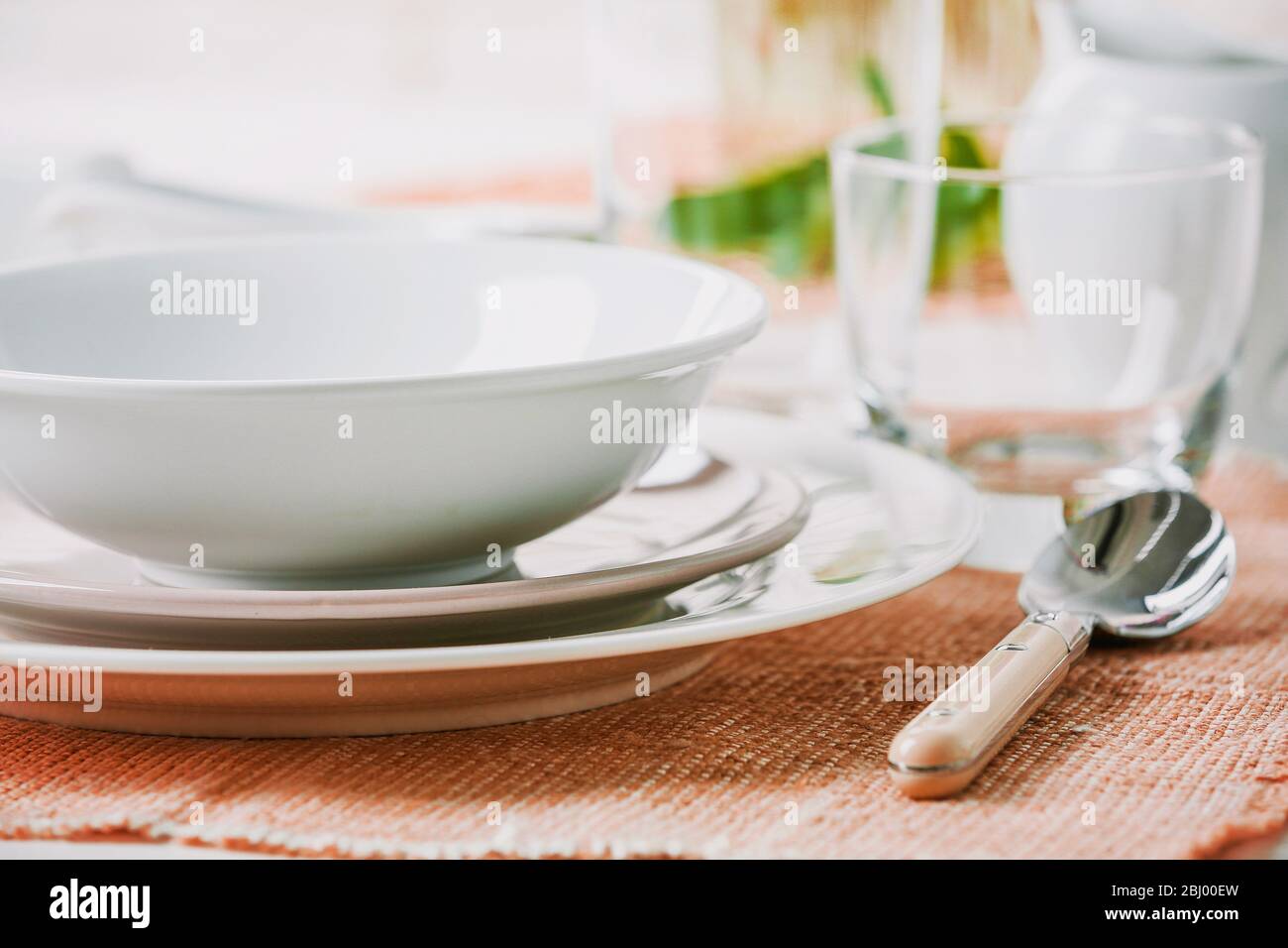 Beautiful table setting close up Stock Photo - Alamy