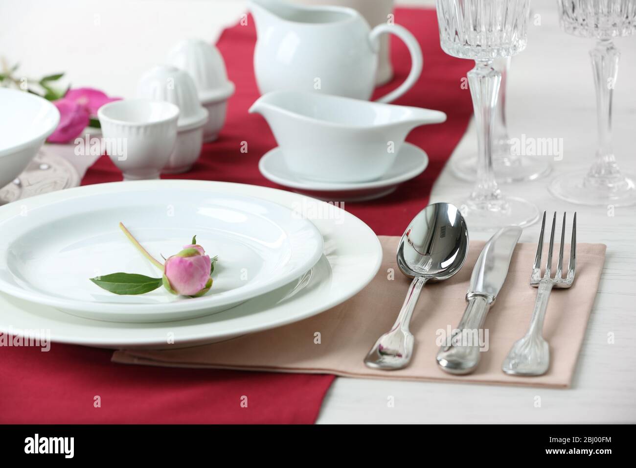 Beautiful table setting close up Stock Photo - Alamy