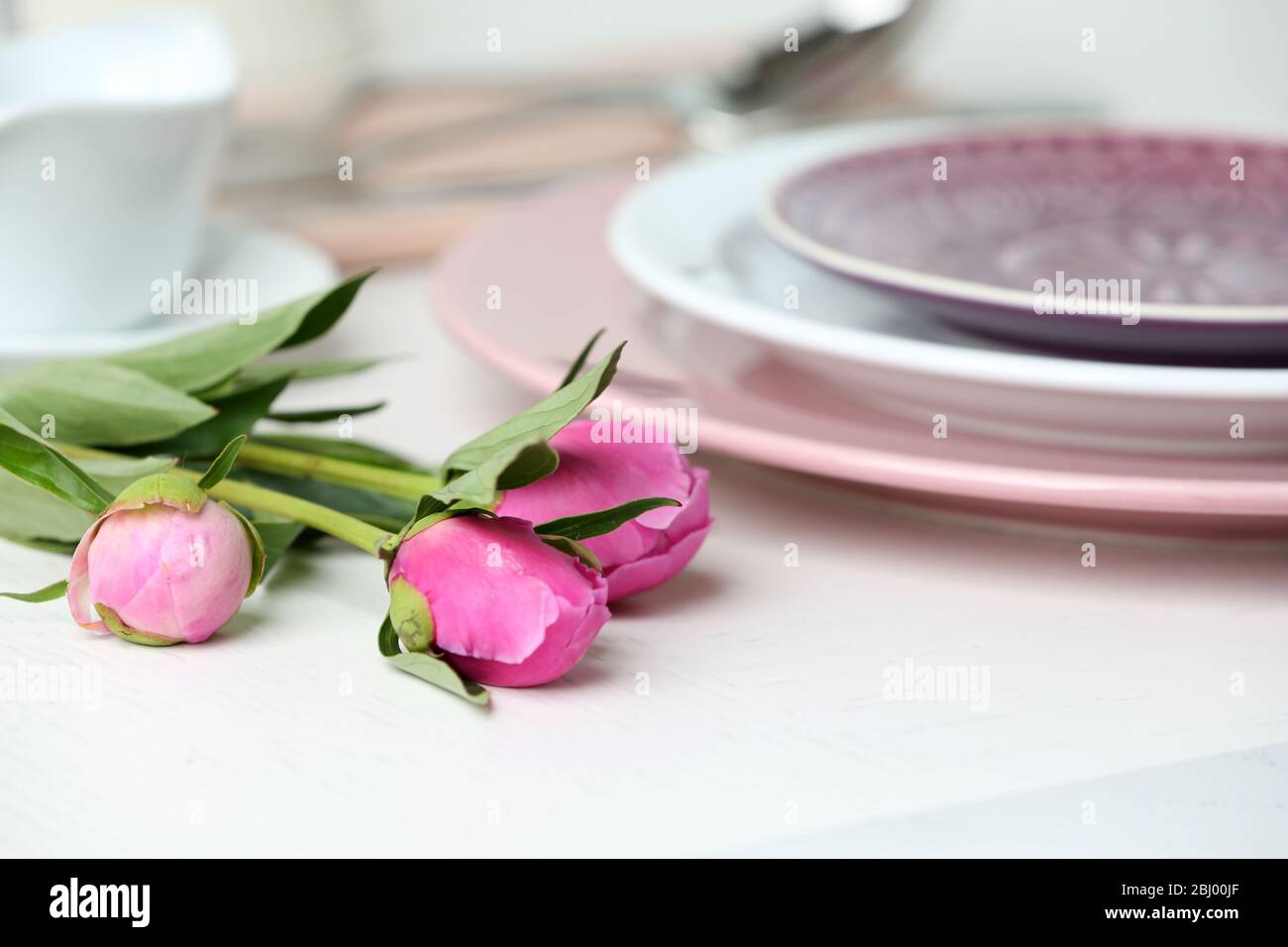 Beautiful table setting close up Stock Photo - Alamy