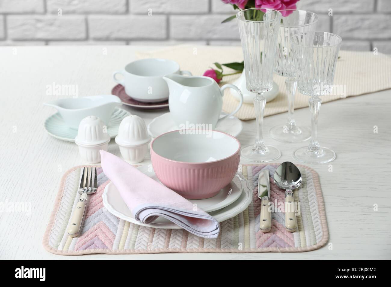Beautiful table setting close up Stock Photo - Alamy