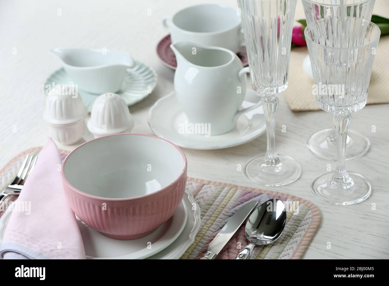 Beautiful table setting close up Stock Photo - Alamy