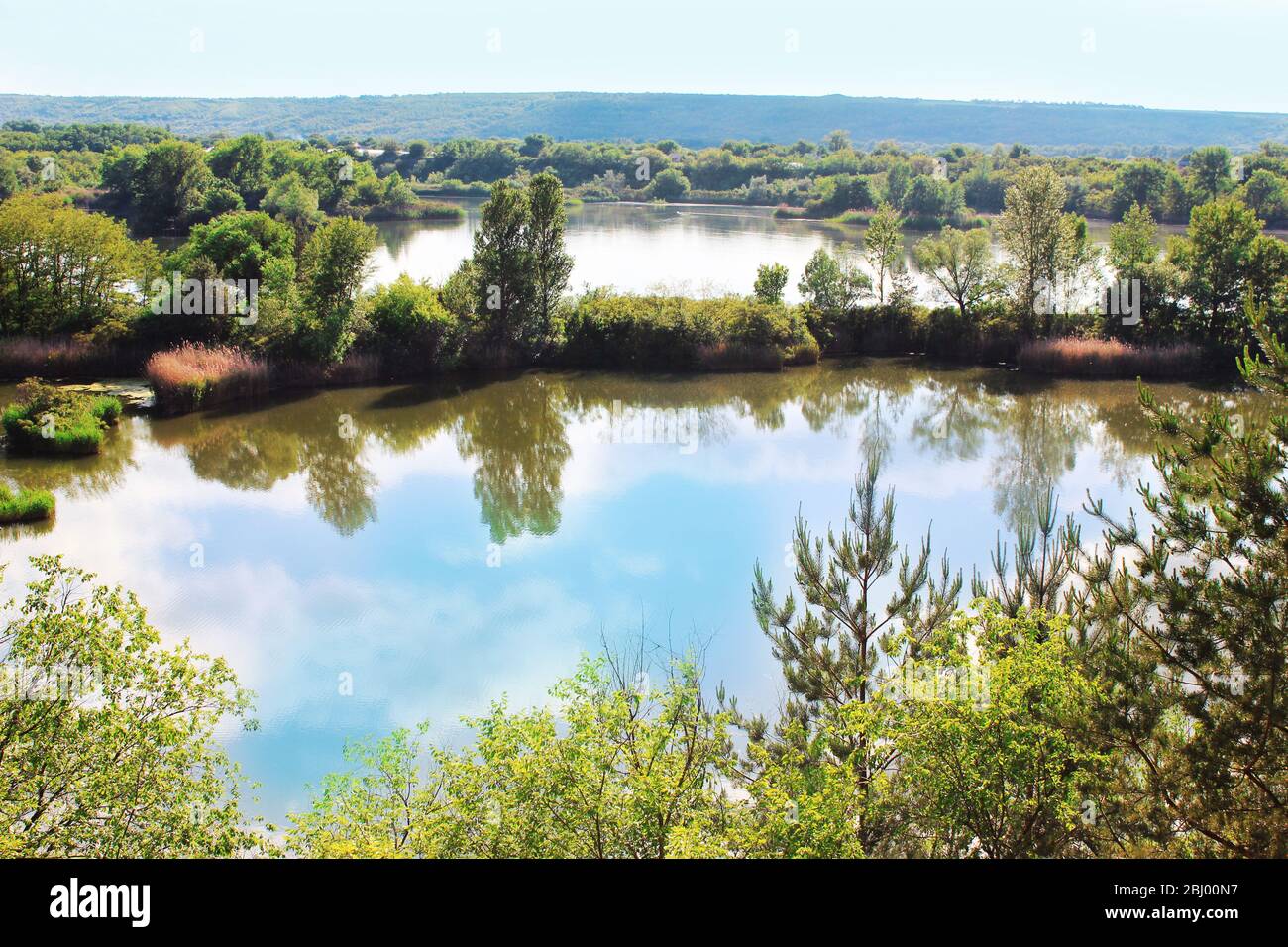 Forest lake landscape Stock Photo - Alamy