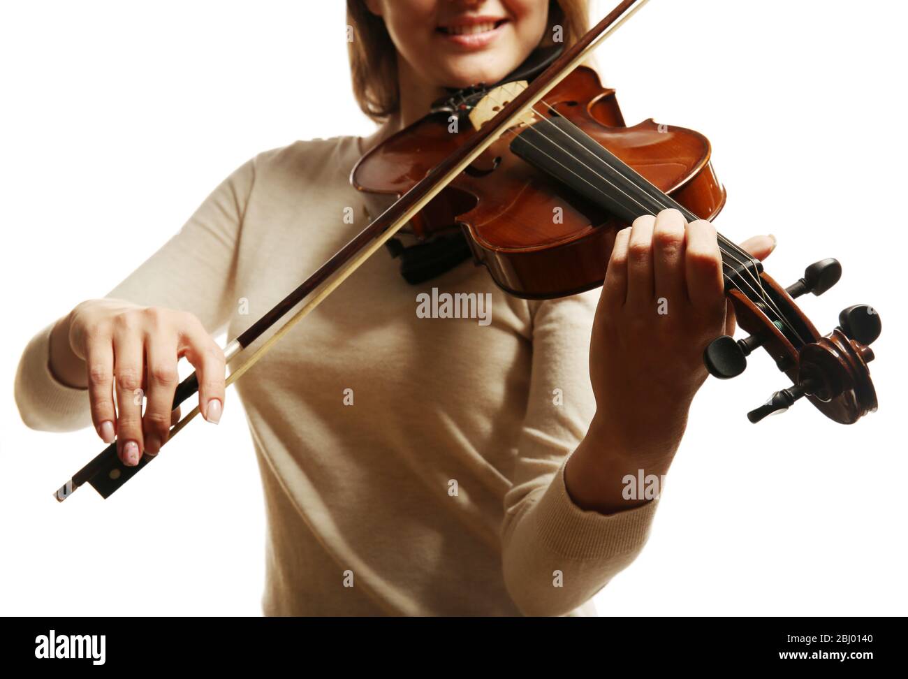 Violinist playing violin isolated on white Stock Photo - Alamy