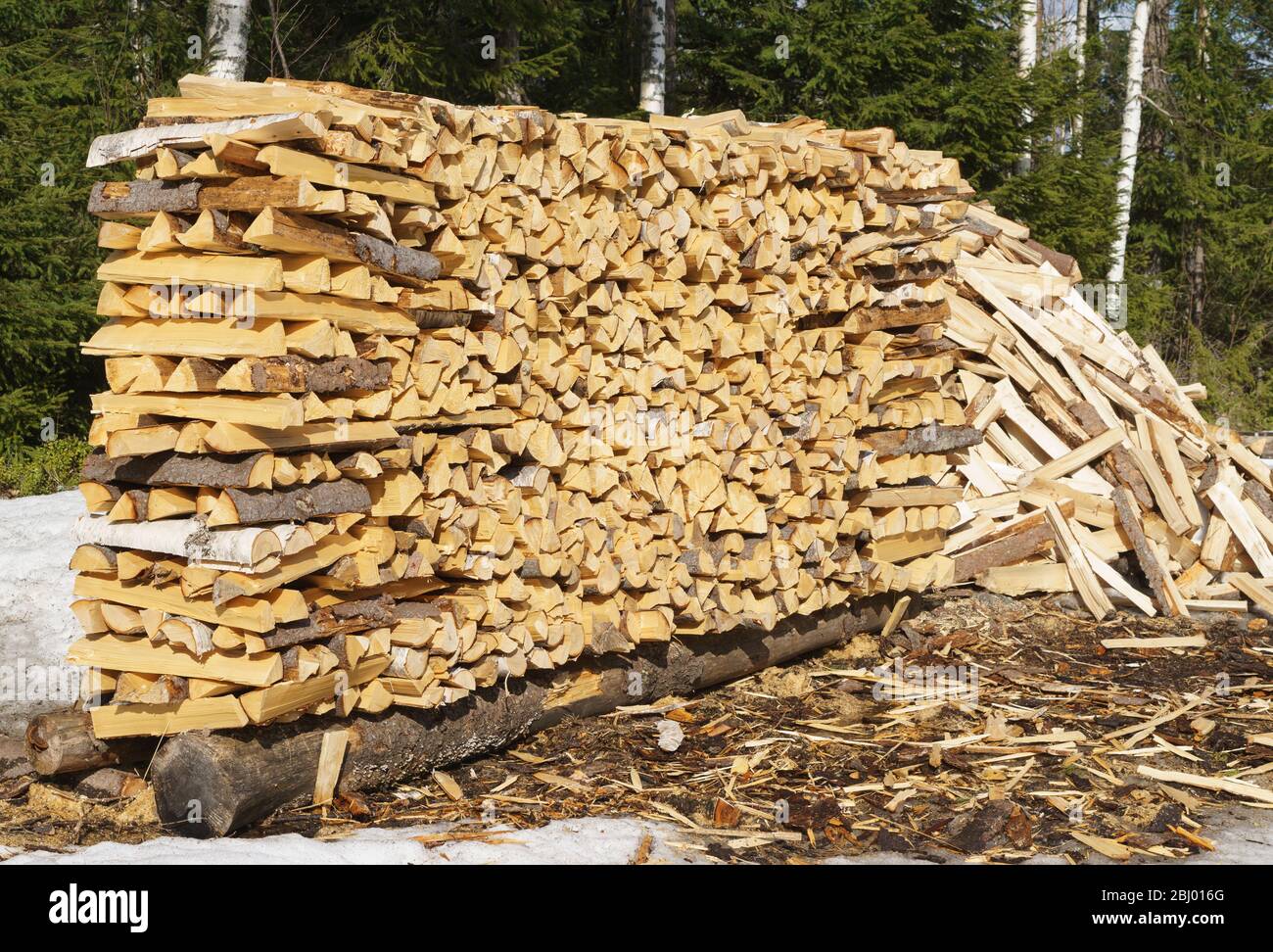 Pile of chopped firewood , Finland Stock Photo - Alamy