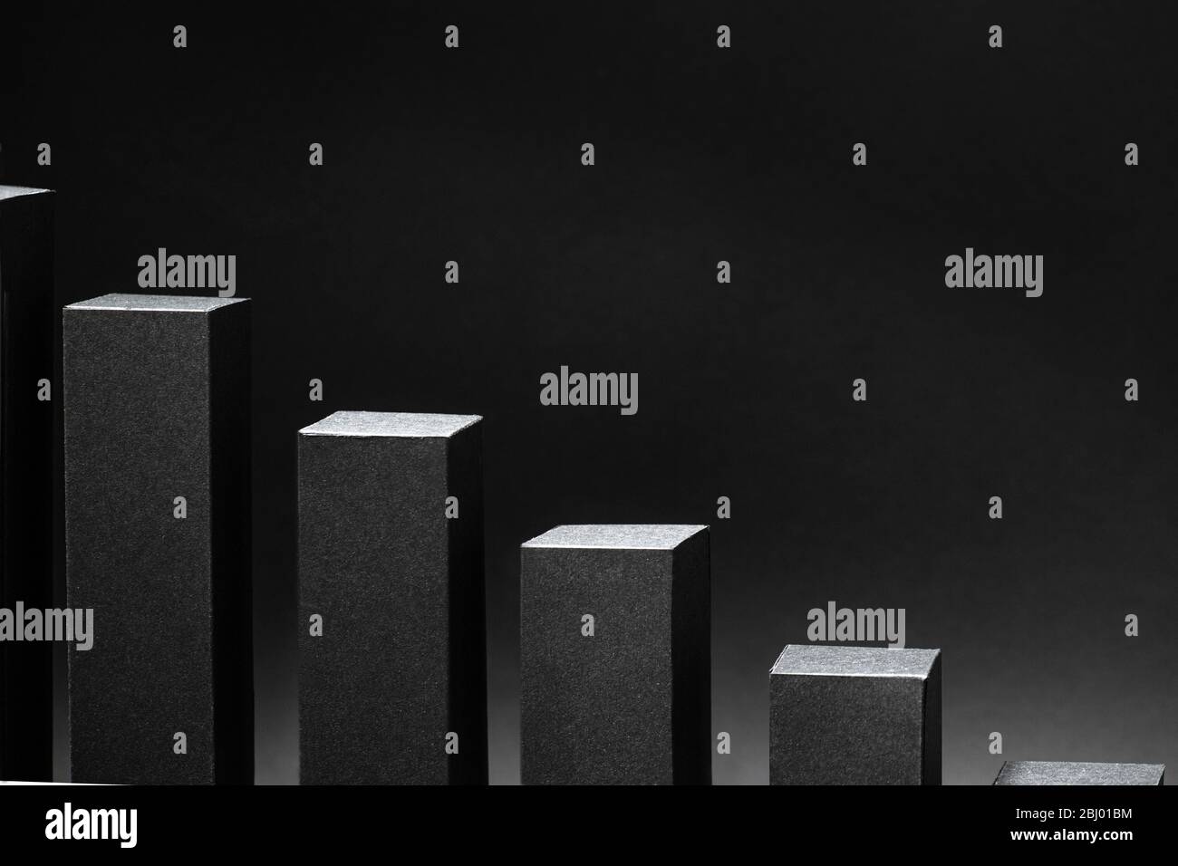 Bar stairs like chart is going down. In black colors Stock Photo - Alamy