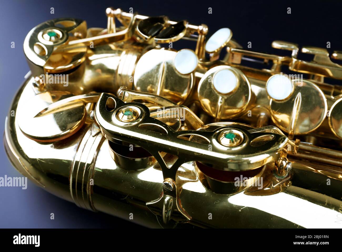 Golden saxophone, closeup Stock Photo - Alamy