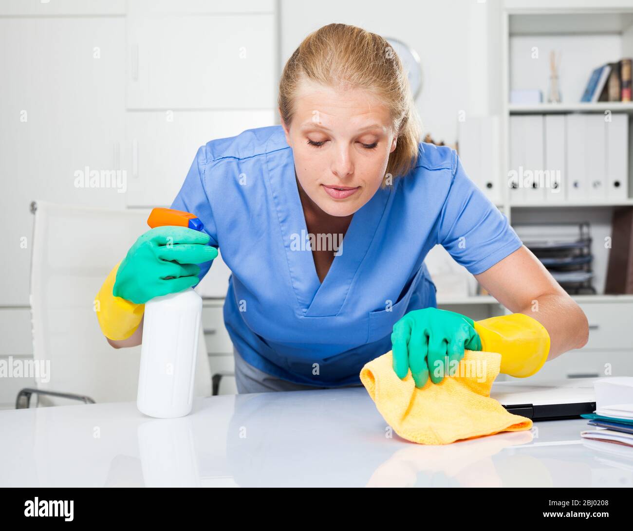 Bank german woman desk hi-res stock photography and images - Alamy