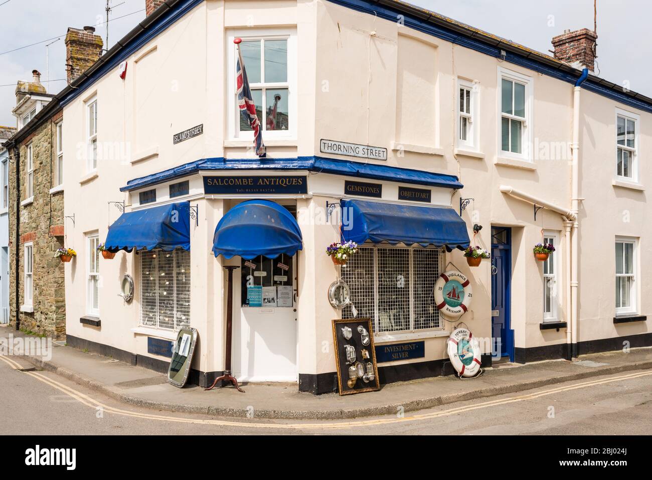 Antiques shop in popular seaside resort town Salcombe, Torquay, Devon ...