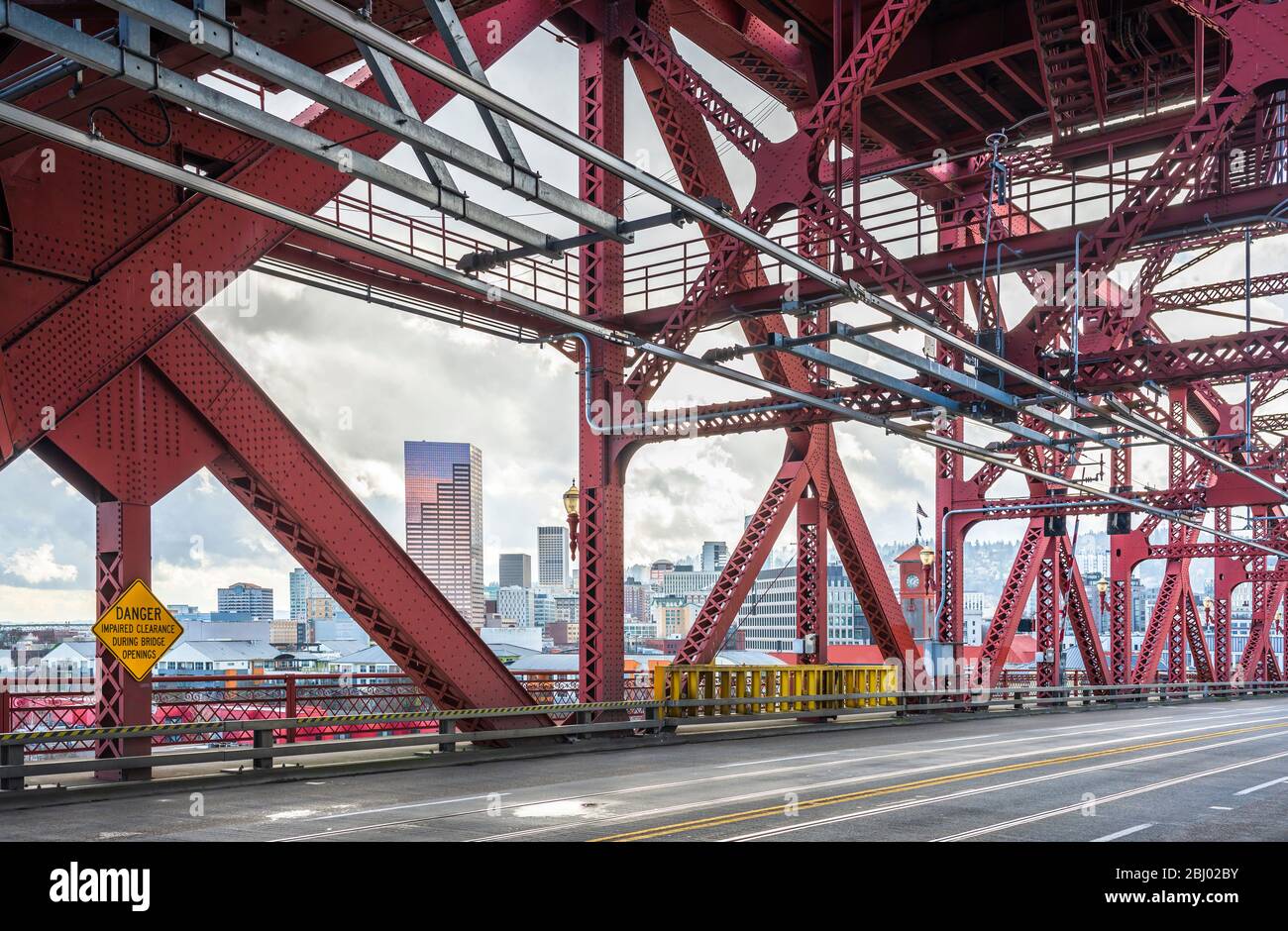 Drawbridge transportation and pedestrian Broadway bridge over the ...