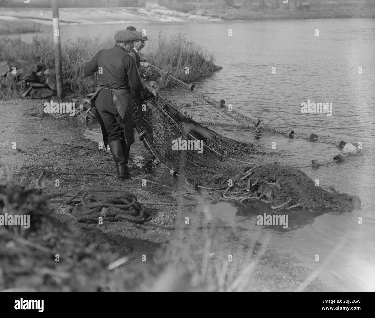 Fishing salmon on river Black and White Stock Photos & Images - Alamy