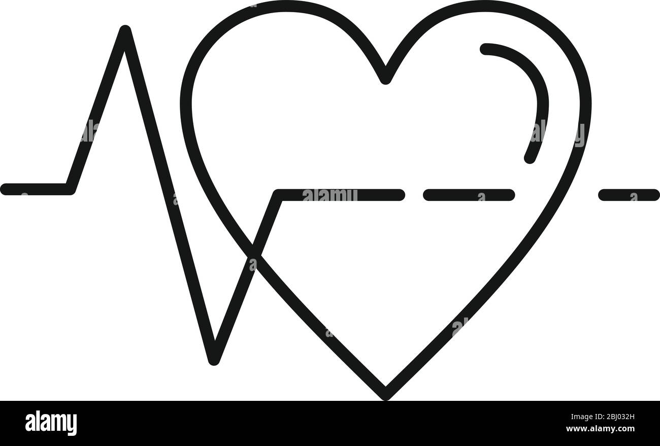 Heart rate icon. Outline heart rate vector icon for web design isolated ...