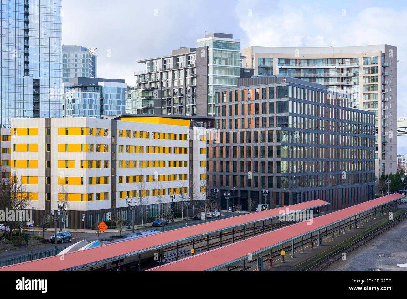 Area of residential and office high-rise buildings of various exterior ...