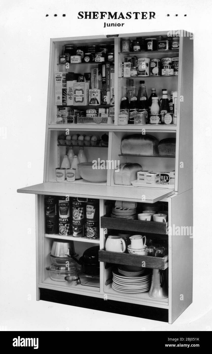 Kitchen cabinet with fold down work surface and pull out china ...