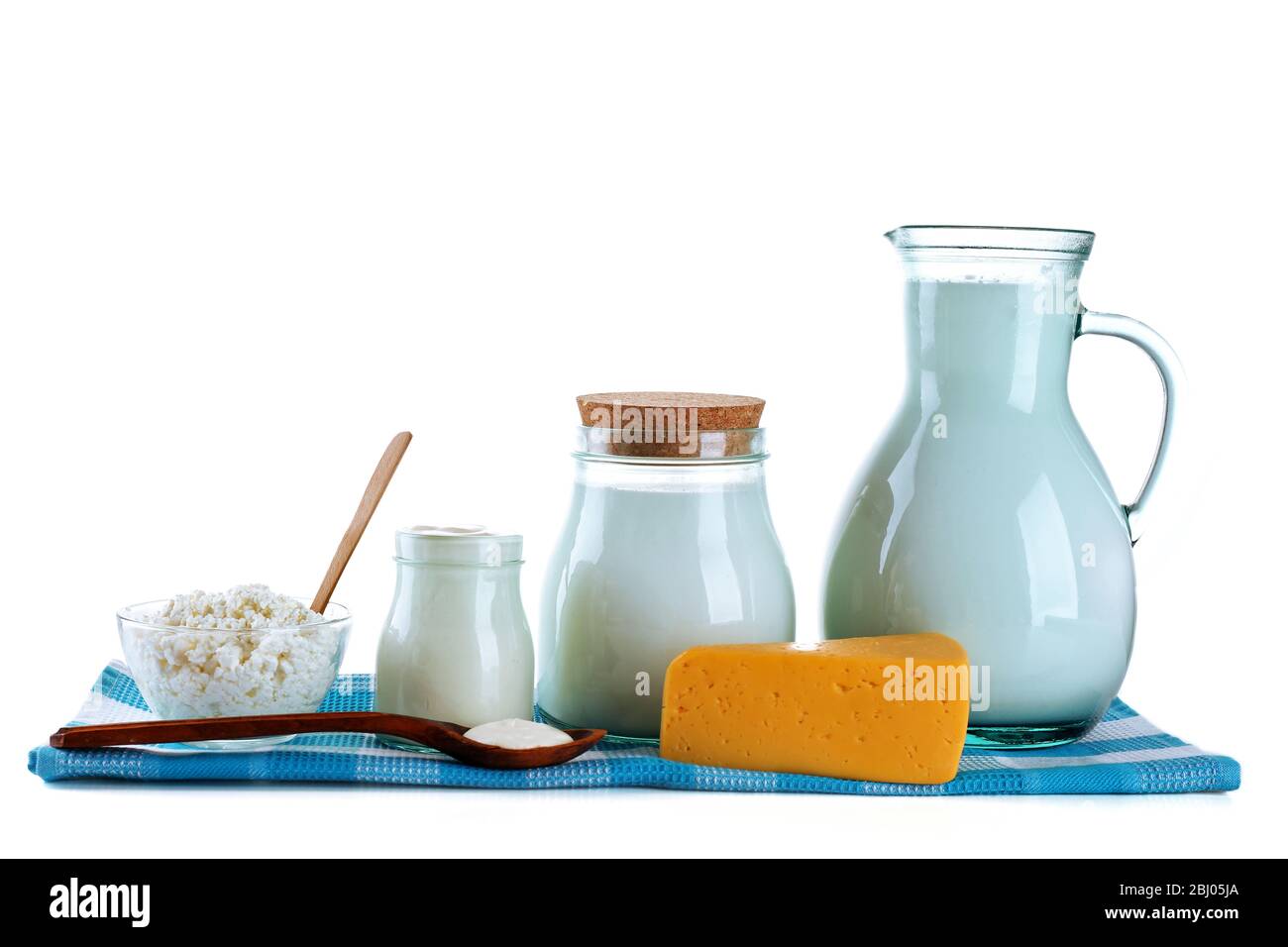 Dairy products isolated on white Stock Photo - Alamy