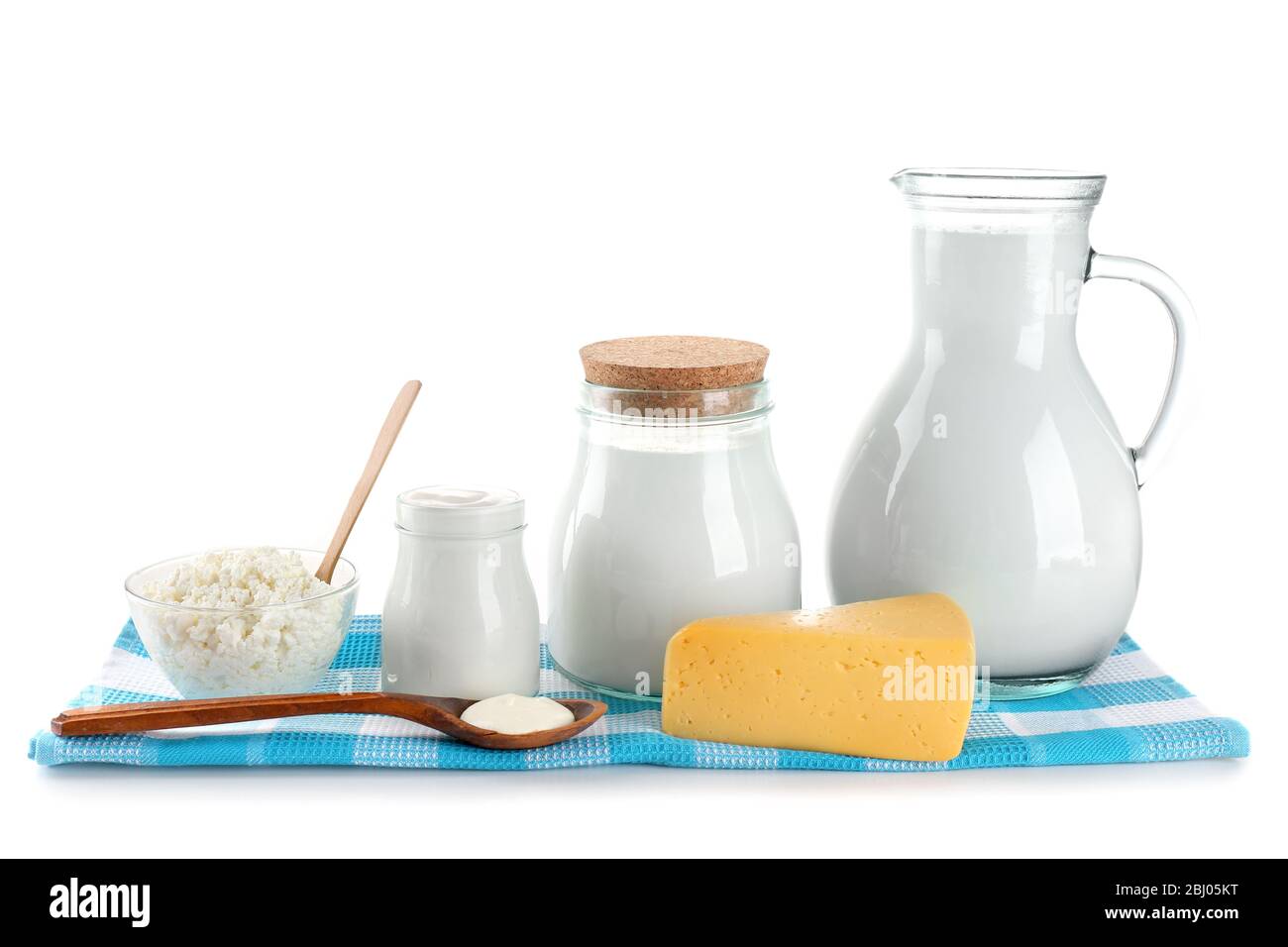 Dairy products isolated on white Stock Photo - Alamy