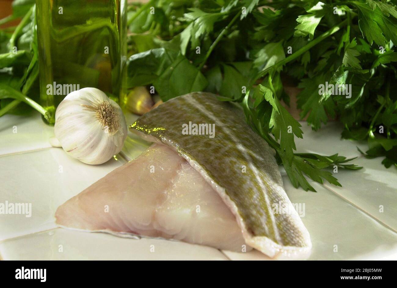 COD FILLETS WITH FLAT PARSLEY, GRAPESEED OIL, GARLIC, WATERCRESS AND ...