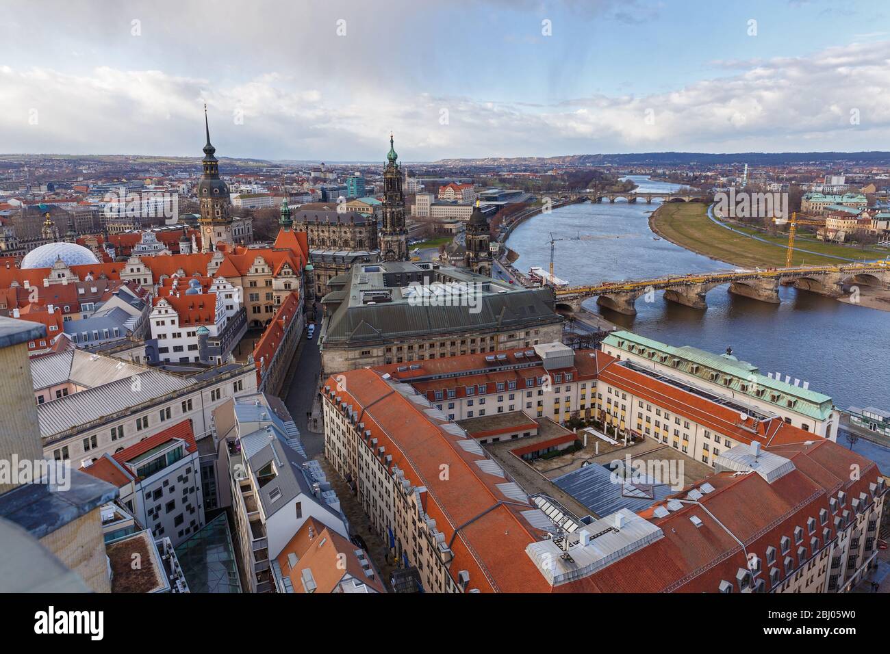 Dresden. Areal view to the river and the embankment Stock Photo - Alamy
