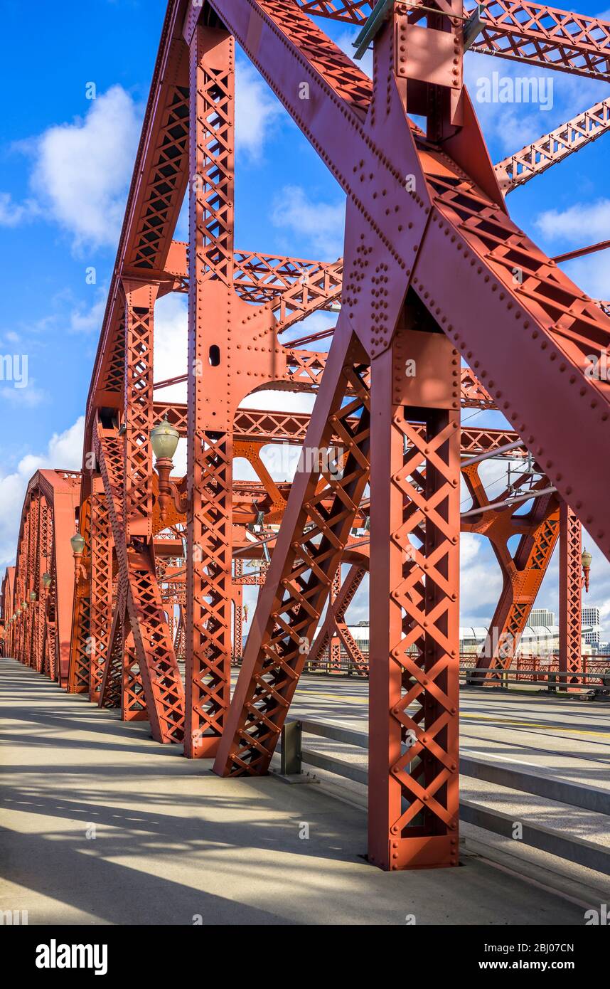 Drawbridge transportation and pedestrian Broadway bridge over the ...