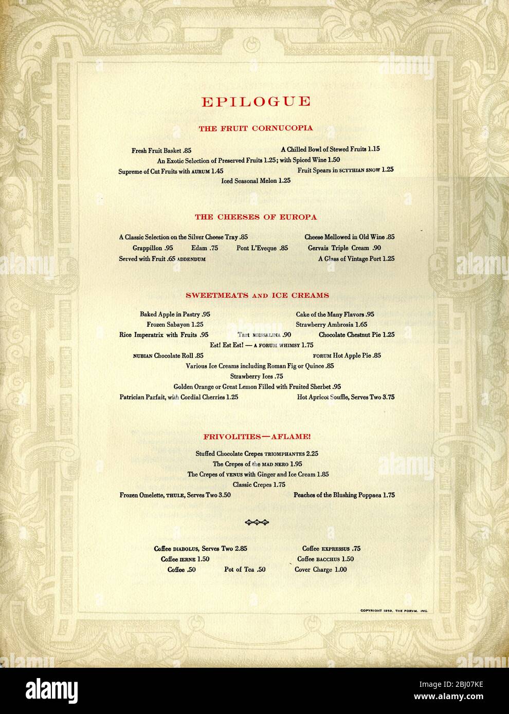 Carrier Collection of Menus - The Forum of the Twelve Caesars - New ...
