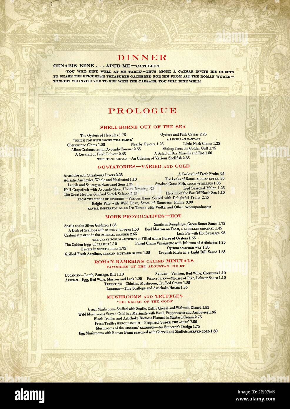 Carrier Collection of Menus - The Forum of the Twelve Caesars - New ...