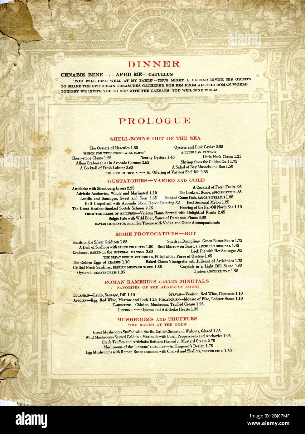 Carrier Collection of Menus - The Forum of the Twelve Caesars - New ...