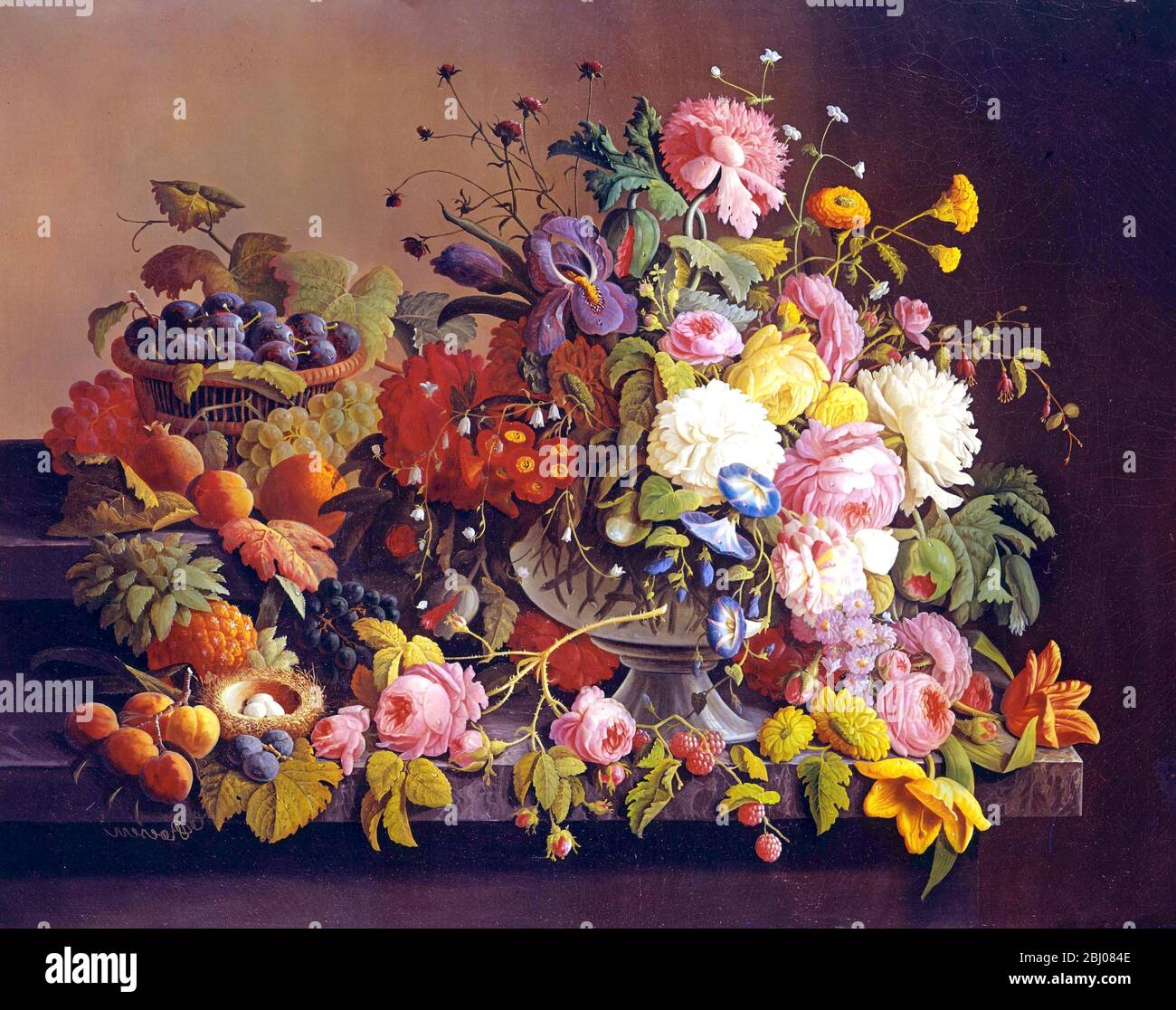 Still Life of Flowers and Fruit - by Severin Roesen - Severin Roesen ...