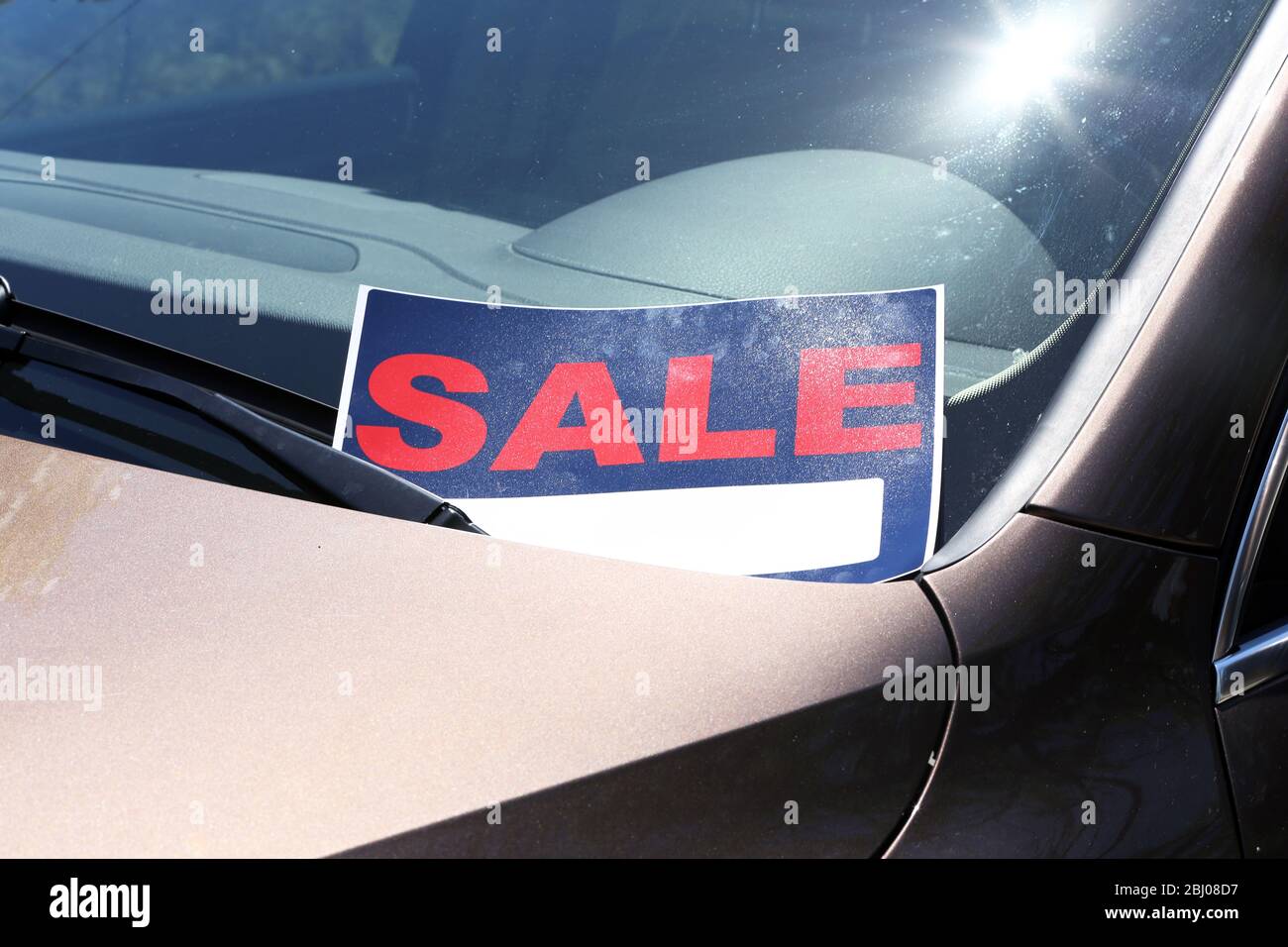 For sale sign on windshield of car Stock Photo - Alamy