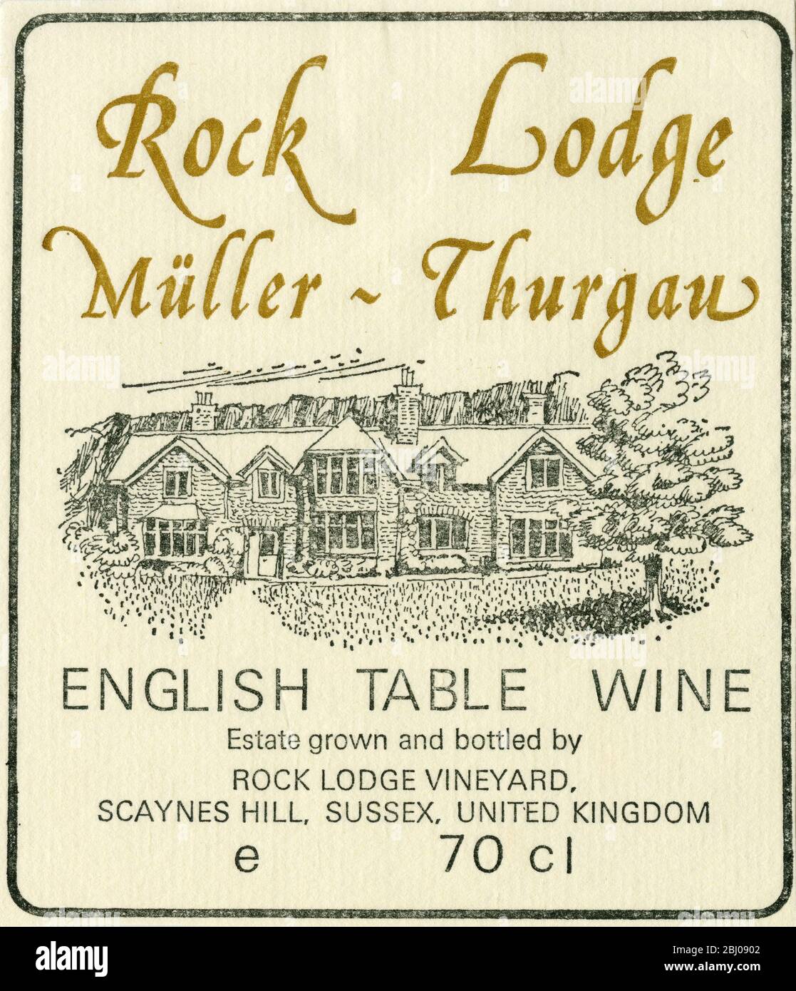 Wine Label - Rock Lodge English Table Wine. A Muller Thurgan vine ...